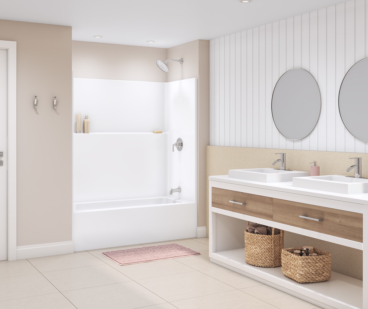 Icon TS6030 Acrylx Alcove Left Hand Drain One-Piece Tub Shower in White ...