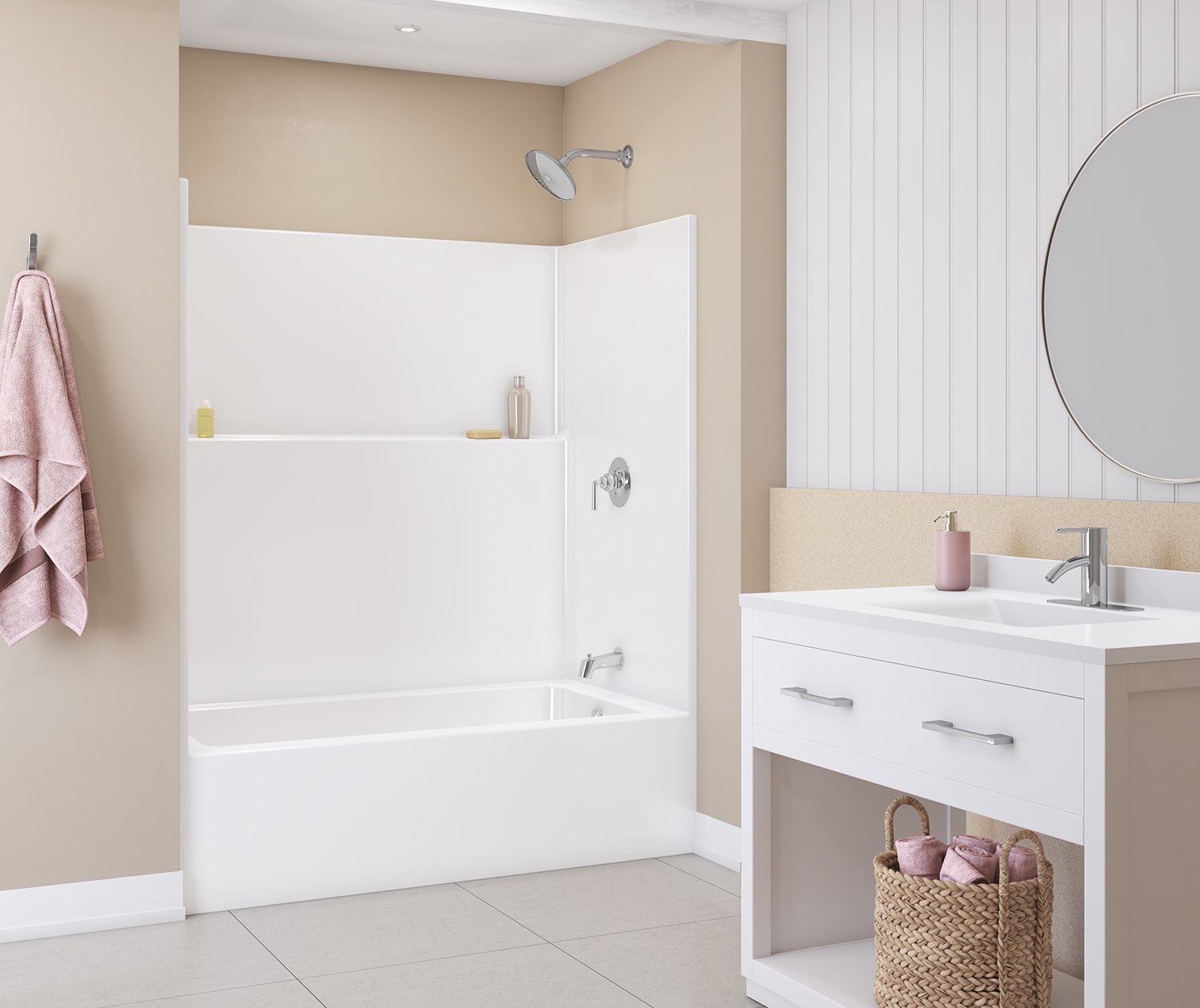 Icon TS6036X AFR Acrylx Alcove Left Hand Drain One-Piece Tub Shower in ...