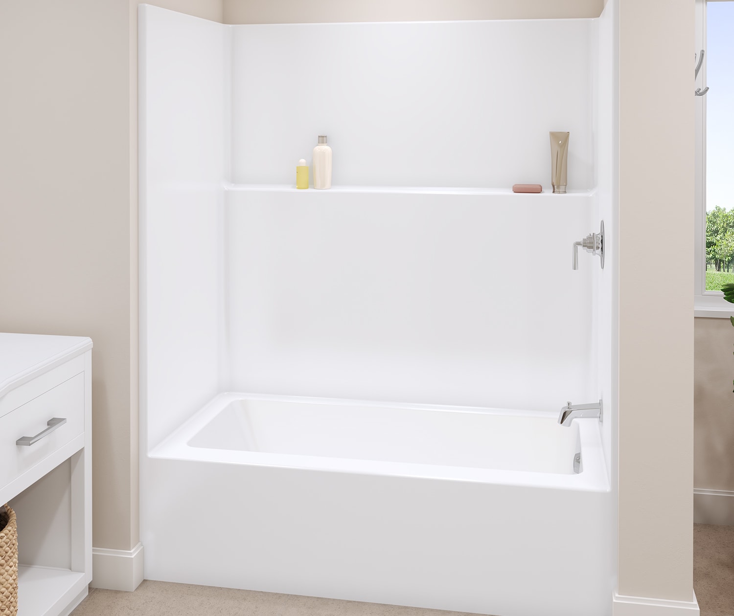 Icon TS6032X AFR Acrylx Alcove Left Hand Drain One-Piece Tub Shower in ...