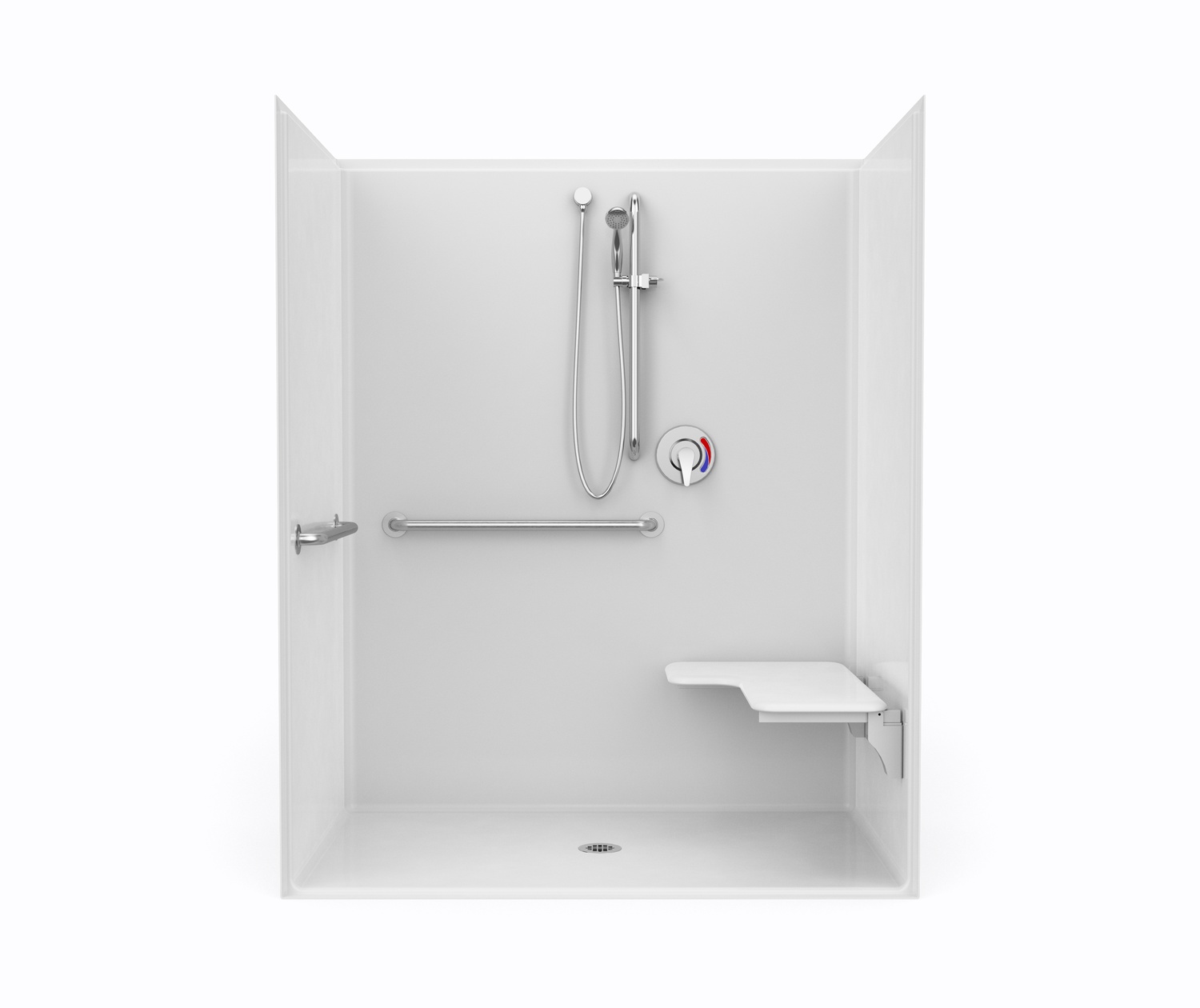 1603BFSBCA 60 x 34 AcrylX Alcove Center Drain One-Piece Shower in Bone ...