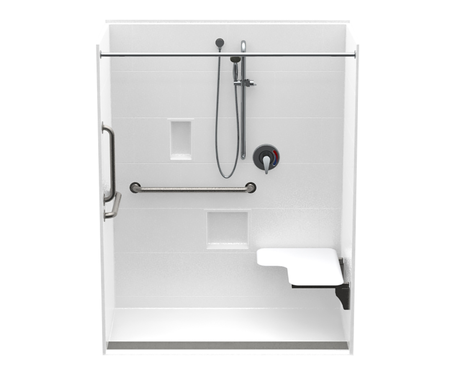 16030TRCOL 60 x 30 AcrylX Alcove Center Drain One-Piece Shower in Bone ...