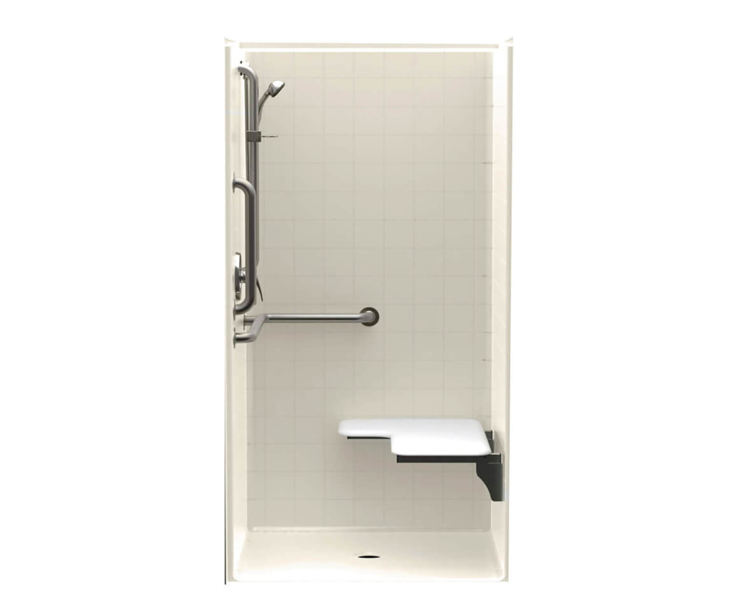 1363BFSCST 36 x 36 AcrylX Alcove Center Drain One-Piece Shower in Bone ...