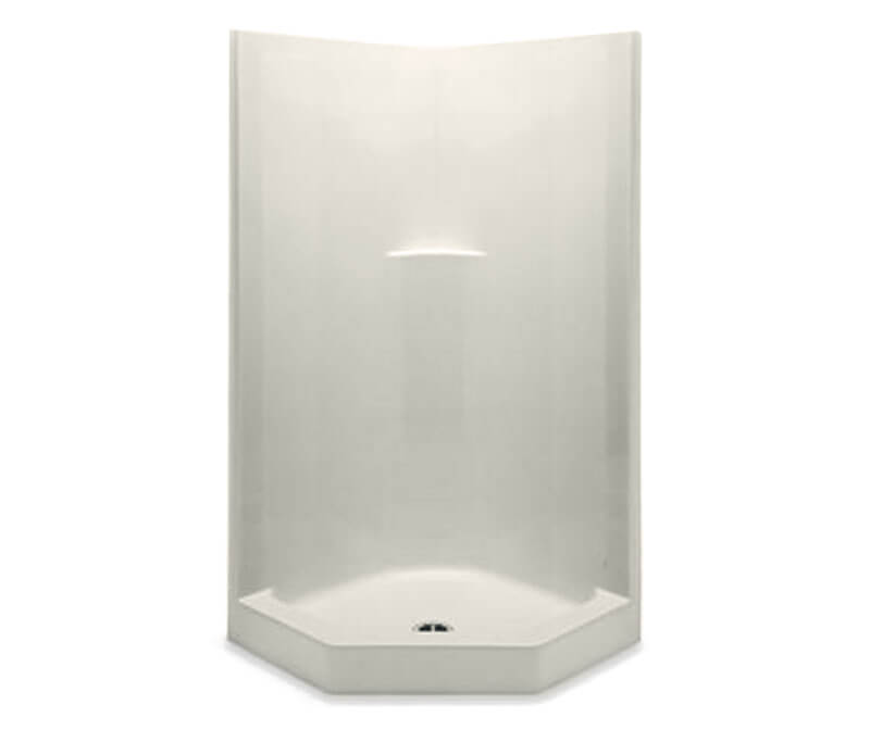 1382NAT 38 x 38 AcrylX Corner Center Drain One-Piece Shower in Biscuit ...