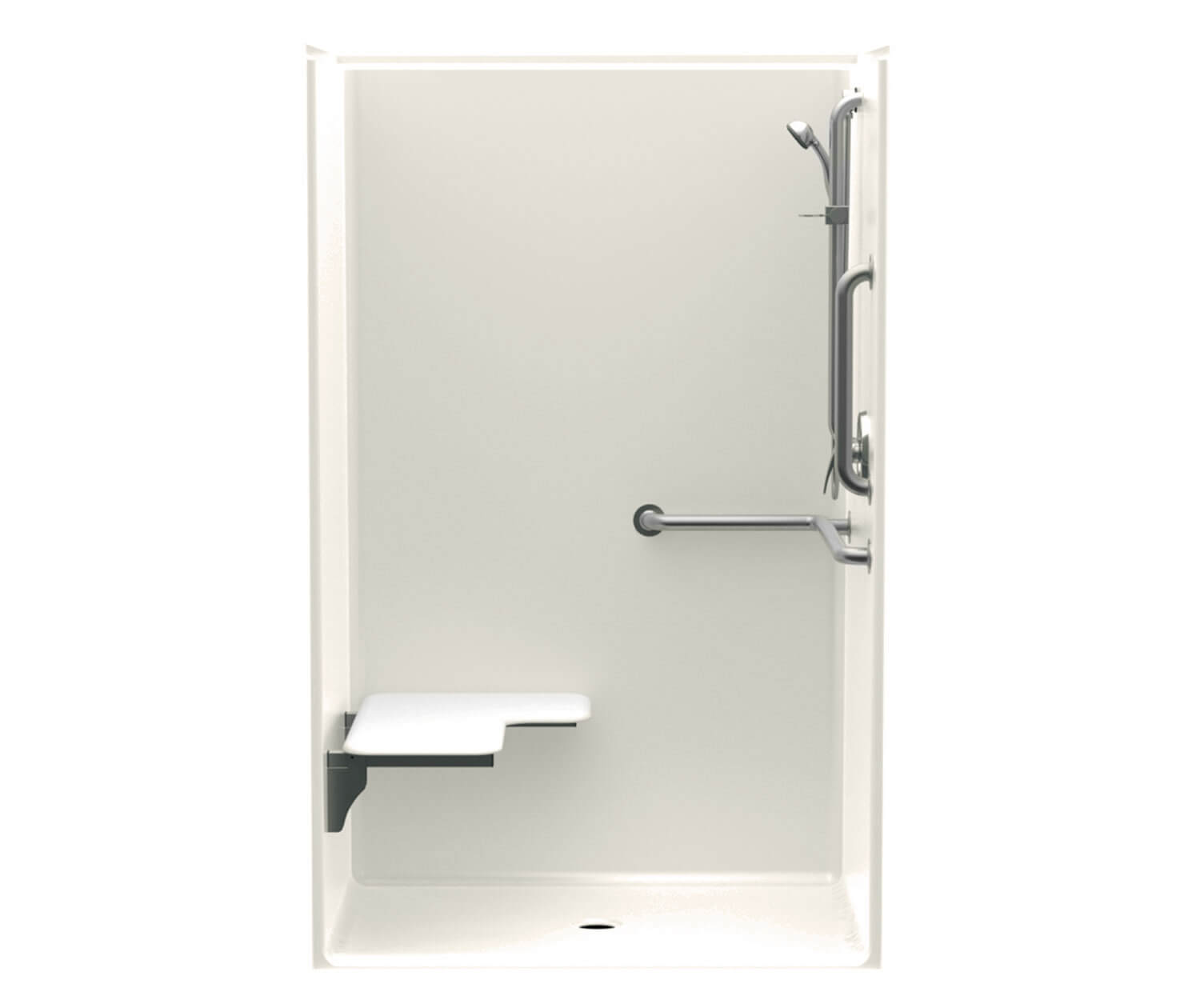 1483BFSD 46 x 36 AcrylX Alcove Center Drain One-Piece Shower in Biscuit ...