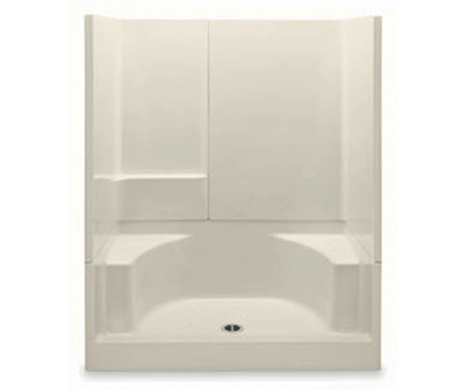 16033P 60 x 34 AcrylX Alcove Center Drain Three-Piece Shower in Bone ...