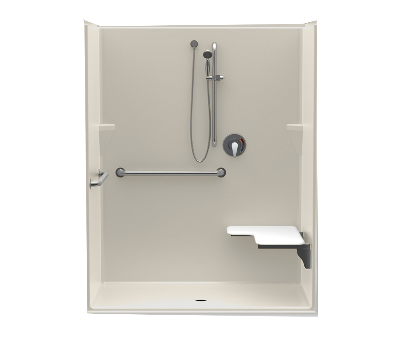 16037BFSD 60 x 37 AcrylX Alcove Center Drain One-Piece Shower in ...