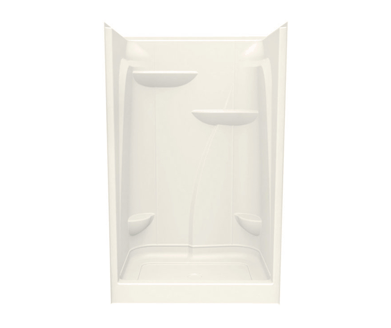 WE148 48 x 36 Acrylic Alcove Center Drain One-Piece Shower in Biscuit ...