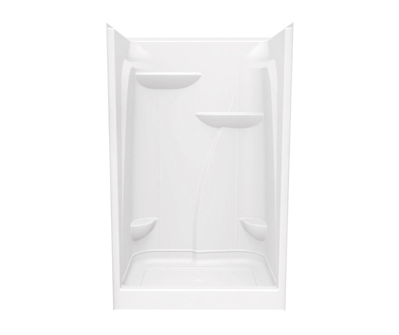 WE148 48 x 36 Acrylic Alcove Center Drain One-Piece Shower in White ...