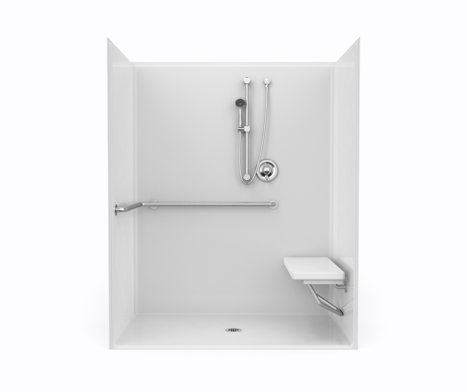 1603BFSBMA 60 x 34 AcrylX Alcove Center Drain One-Piece Shower in Bone ...
