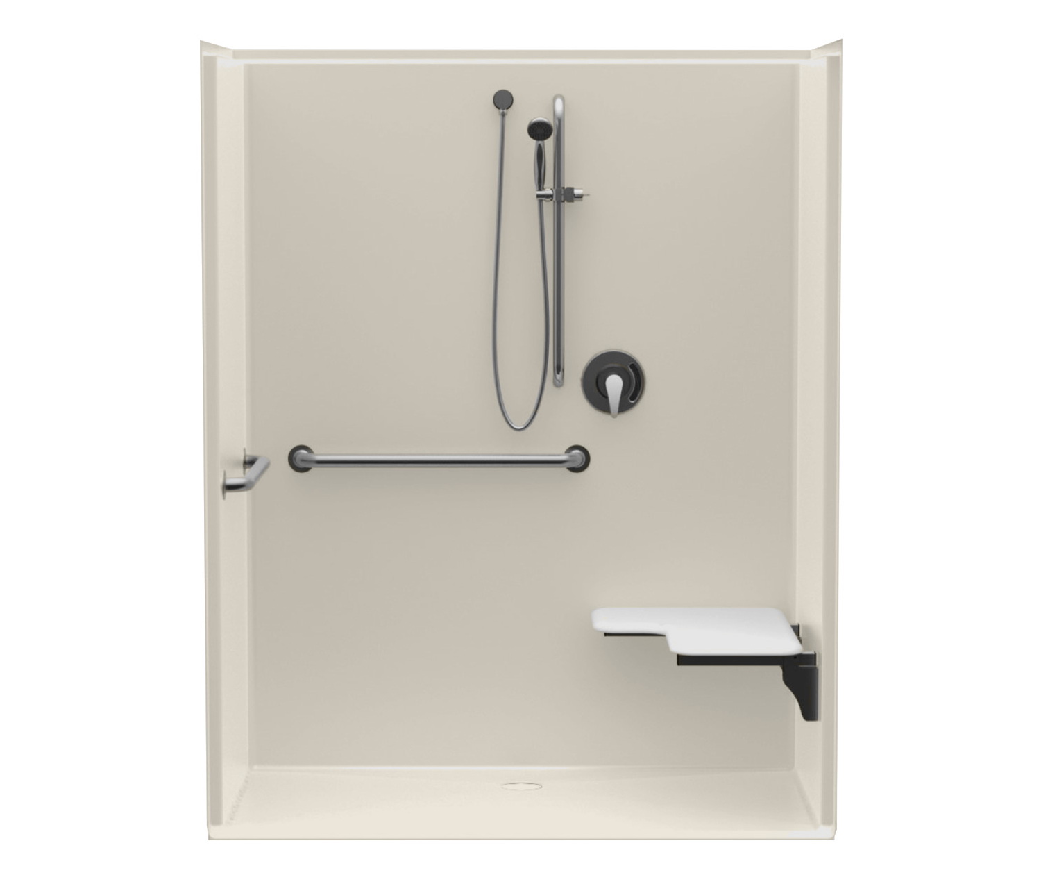 16334BFNR AcrylX Alcove Center Drain One-Piece Shower in Biscuit ...