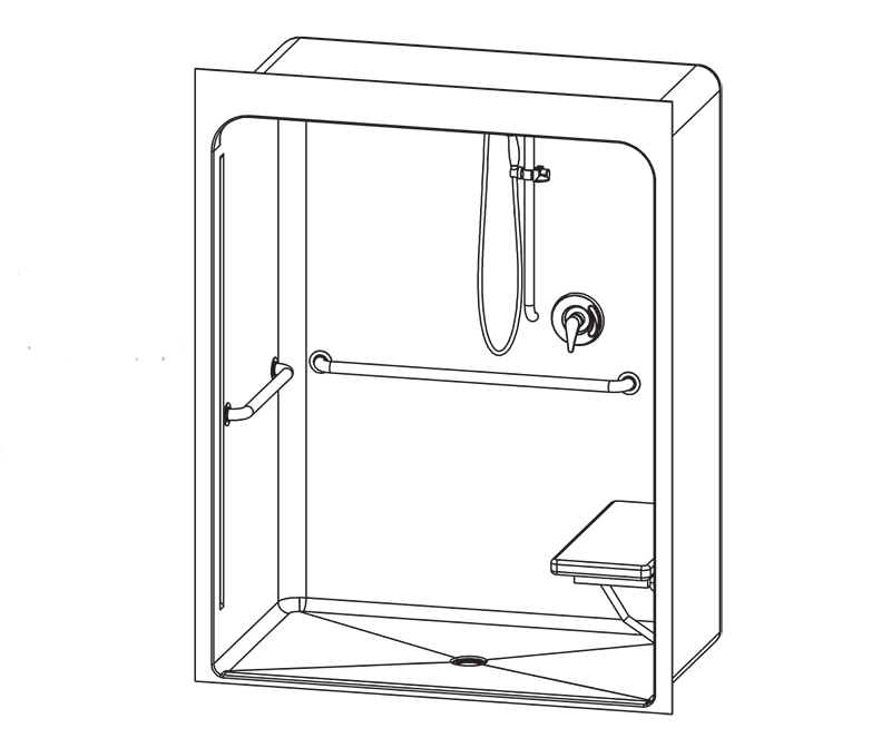 6036BFSCMA Acrylic Alcove Center Drain One-Piece Shower in Biscuit ...