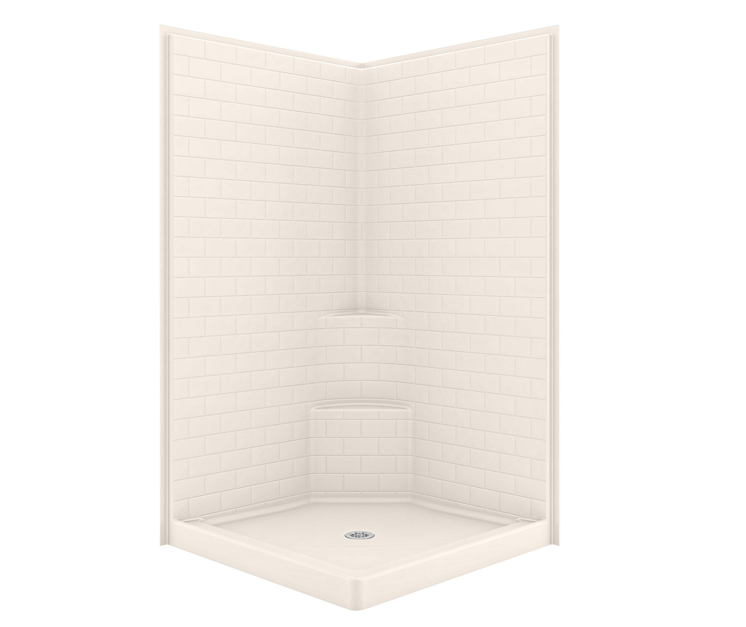 14242STNS AcrylX Corner Center Drain One-Piece Shower in Almond ...
